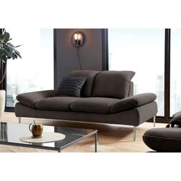 W.Schillig 2,5-Sitzer &raquo;enjoy&MORE&laquo; mit Sitztiefenverstellung, F&uuml;&szlig;e silber matt, Breite 232 cm braun Chenille-Flachgewebe R66 (85% Polyester, 15% Nylon