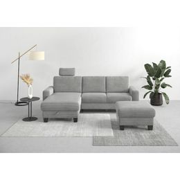 Home Affaire Ecksofa »Summer L-Form« mit Recamiere, mit oder ohne Bettfunktion und Bettkasten, Cord-Bezug silber