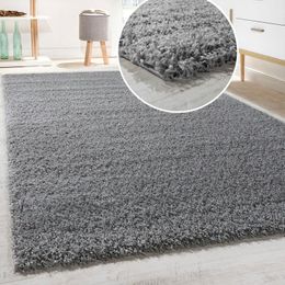 Paco Home Hochflor-Teppich &raquo;Sky 250&laquo; rechteckig 34 mm H&ouml;he gewebt, Uni-Farben, intensive Farbbrillanz, auch als L&auml;ufer erh&auml;ltlich grau...