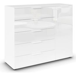 Rauch Schubkastenkommode &raquo;Kommode T&uuml;rkommode Sideboard Kombikommode FLIPP mit Glasfront&laquo; Breite 120 cm mit 2 Einlegeb&ouml;den, 1-t&uuml;rig mit 5 Schubladen 