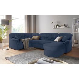 DOMO collection Wohnlandschaft &raquo;Bahia mit viel Platz, zeitloses Design, U-Form&laquo; wahlweise mit Bettfunktion blau Luxus-Microfaser (100% Polyester), mit