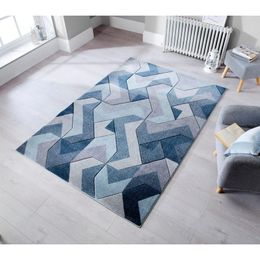 FLAIR RUGS Teppich &raquo;AURORA&laquo; rechteckig 11 mm H&ouml;he Handgeschnitzt blau Kunstfaser