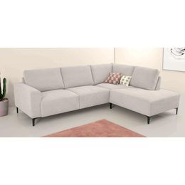 Home Affaire Ecksofa &raquo;Tournon, L-Form, Breite 256 cm, Webstoff, Chenille&laquo; Designsofa im nordischen Stil, Wellenunterfederung, Metallf&uuml;&szlig;e beige 100% 