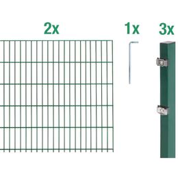 Alberts Doppelstabmattenzaun &raquo;Grundset&laquo; H&ouml;he: 80-160 cm, Gesamtl&auml;nge: 4-30 m, zum Einbetonieren gr&uuml;n
