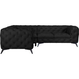 LEONIQUE Chesterfield-Sofa »Ecksofa GLYNIS L-Form mit Wellenunterfederung, Maße B/T/H 264/204/75cm« aufwändige Knopfheftung, moderne Chesterfield...