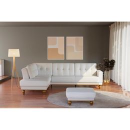 Sit & More SIT&MORE Ecksofa »Orient 5 L-Form« mit Strass-Stein, wahlweise mit Bettfunktion und Bettkasten pure white