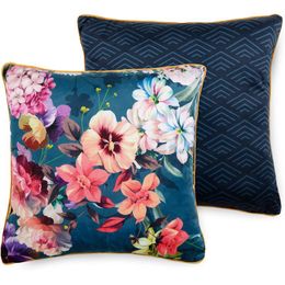 Descanso Dekokissen »Novara« Mit Füllung, 1 Stück, Mit Biese, 30x60, Wendeoptik, Weich, Blumen Grau petrol/multi + bedruckt geblümt Obermaterial:...