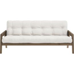 Karup Design Schlafsofa Mit Holzstruktur, inkl. Futonmatratze, Liegefl&auml;che 130x190 cm beige 80% Baumwolle + 20% polyester