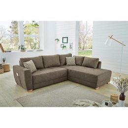 Jockenh&ouml;fer Ecksofa &raquo;Luzern L-Form&laquo; mit Bettfunktion und ger&auml;umigen Bettkasten braun Luxus-Microfaser (100% Polyester)