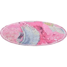 Gino Falcone Teppich »Cosima-111« rund 3 mm Höhe flachgeweber Jaquard-Teppich, mit Chenillegarn, modernes Design rosa Obermaterial: 70% Polyester,...