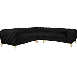LEONIQUE Chesterfield-Sofa »Ecksofa GLYNIS L-Form mit Wellenunterfederung, Maße B/T/H 264/264/75cm« aufwändige Knopfheftung, moderne Chesterfield...