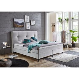 ATLANTIC HOME COLLECTION Boxspringbett &raquo;Romy&laquo; grau Bezug Bettbox und Obermatratze: Strukturstoff (90% Polyester, 10% Nylon);Topper: Jersey (100% 