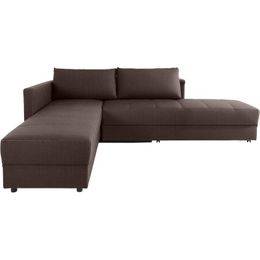 LOOKS by Wolfgang Joop Ecksofa &raquo;LooksIII L-Form&laquo; durch Drehfunktion zum Bett wandelbar, inklusive Staufach braun Struktur (100% Polyester);