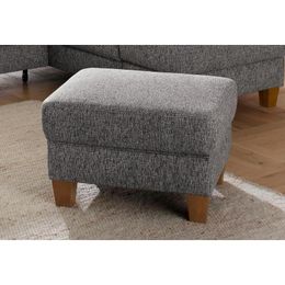 Home Affaire Hocker &raquo;Texel&laquo; mit Federkern und Kontrastnaht, F&uuml;&szlig;e Buche eichefarben grau Struktur fein ( 100% Polyester);Luxus-Microfaser (100% 