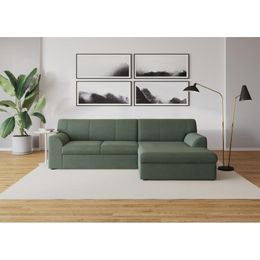 DOMO collection Ecksofa »Topper, elegant und zeitlos, kompaktes Stellmaß 245/155cm, L-Form« mit Recamiere, wahlweise mit Schlaffunktion apfelgrün