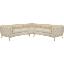LEONIQUE Chesterfield-Sofa »Ecksofa GLYNIS L-Form mit Wellenunterfederung, Maße B/T/H 264/264/75cm« aufwändige Knopfheftung, moderne Chesterfield...