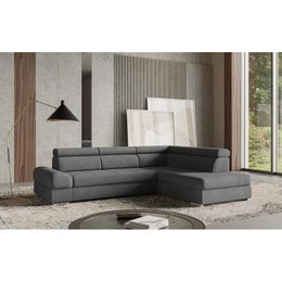 Sit & More SIT&MORE Ecksofa »Broadway L-Form« mit verstellbaren Kopfteilen, wahlweise mit Bettfunktion grau