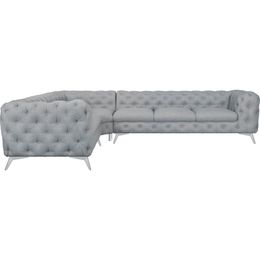 LEONIQUE Chesterfield-Sofa »Ecksofa GLYNIS L-Form mit Wellenunterfederung, Maße B/T/H 323/264/75cm« aufwändige Knopfheftung, moderne Chesterfield...