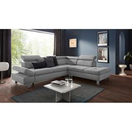 exxpo - SOFA FASHION Ecksofa »Fiji, L-Form« mit Kopf- bzw. Rückenverstellung, wahlweise mit Bettfunktion grau melange
