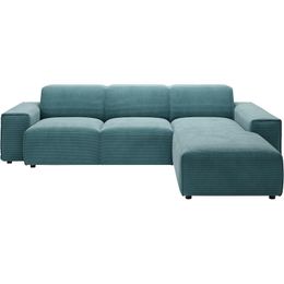 Andas Ecksofa »Glimminge L-Form auch in Breitcord, Feincord + Easy care-Bezug, « Breite 264, Zierkissen petrol
