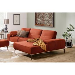 W.Schillig Ecksofa &raquo;run, Designsofa mit tollem Sitzkomfort, bequem, L-Form&laquo; mit Holzsockel, F&uuml;&szlig;e in Bronze pulverbeschichtet, Breite 319 cm orange 