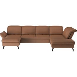 Sit & More sit&more Wohnlandschaft &raquo;Leandro U-Form&laquo; Wahlweise mit Bett-, Kopfteil - und Armlehnfunktion, sowie Bettkasten braun 100% Polyester