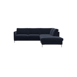 FLEXLUX Ecksofa &raquo;Fiore, L-Form&laquo; schmale Armlehnen, F&uuml;&szlig;e alufarben, B/T 234/225 cm, Kaltschaum im Sitz blau 100% Polyester