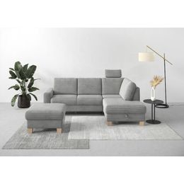 Home Affaire Ecksofa »Summer L-Form« mit Ottomane, wahlweise mit Bettfunktion und Bettkasten, Cord-Bezug silber
