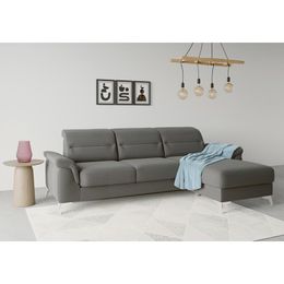 Sit & More SIT&MORE Ecksofa »Sinatra L-Form« mit Recamiere, optinal mit Kopfteilverstellung und Armteilfunktion grau