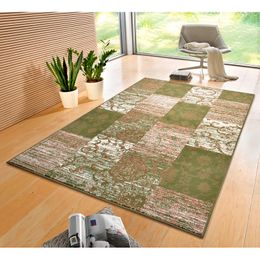 Hanse Home Teppich &raquo;Bloques&laquo; rechteckig 9 mm H&ouml;he Kurzflor, Weich, Mehrfarbig, Wohnzimmer, Schlafzimmer, Esszimmer creme/gr&uuml;n Oberfl&auml;che: 100%...