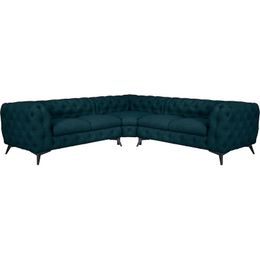 LEONIQUE Chesterfield-Sofa »Ecksofa GLYNIS L-Form mit Wellenunterfederung, Maße B/T/H 264/264/75cm« aufwändige Knopfheftung, moderne Chesterfield...