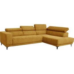 Alina Ecksofa »Hikari« wahlweise mit Sitzvorzug, in modernem Cordstoff, Breite 302 cm honiggelb GCT 95