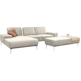 W.Schillig Ecksofa »run, Designsofa mit tollem Sitzkomfort, L-Form« mit elegantem Holzsockel, Füße in Chrom glänzend, Breite 279 cm cream white Z73