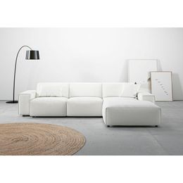 Andas Ecksofa »Glimminge auch in Breitcord, Feincord, Bouclé + Easy care-Bezug« L-Form, Breite 294, Zierkissen weiß