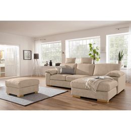 Home Affaire Ecksofa »Ventura L-Form« wahlweise mit Bettfunktion und Bettfunktion/Bettkasten beige