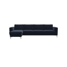 FLEXLUX Ecksofa &raquo;Fiore, super bequem durch hochwertigen Sitzaufbau mit Kaltschaum&laquo; breite Armlehnen, F&uuml;&szlig;e Alu+ Eiche, L-Form blau 100% Polyester