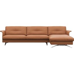 FLEXLUX Ecksofa »Glow, super bequem durch hochwertigem Sitzaufbau mit Federkern, L-Form« Modernes skandinavisches Design Modern Cognac Brown