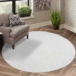 Carpet City Teppich &raquo;LINDO 8843&laquo; rund 11 mm H&ouml;he Kurzflor, Hochtief-Muster/ 3D-Effekt, Boho-Stil, Wohnzimmer wei&szlig; Obermaterial: 100% Polyester &Oslash;...