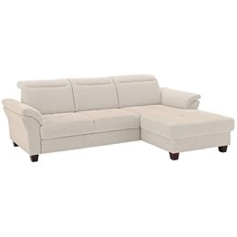Home Affaire Ecksofa &raquo;Solvei L-Form&laquo; mit Recamierenabschlu&szlig; und Sitztiefenverstellung beige Struktur (100% Polyester);Luxus-Microfaser Lederoptik (100
