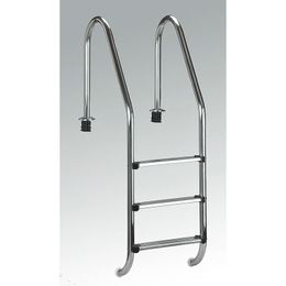 Clear Pool Poolleiter Tiefbeckenleiter mit 3 Stufen silberfarben B/H/L: 120 cm