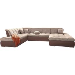 DOMO collection Wohnlandschaft »Moric Luxus incl. Zierkissen« U-Form, bis 140kg pro Sitzplatz belastbar, XXL B/T/H: 353/216/80 cm...