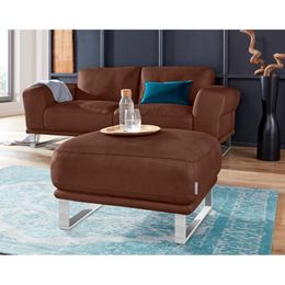W.Schillig Hocker &raquo;montanaa&laquo; mit Metallkufen in Chrom gl&auml;nzend, Breite 71 cm braun