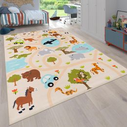 Paco Home Kinderteppich »Bino 580« rechteckig 4 mm Höhe Spielteppich, Motiv Straße & Autos, Kinderzimmer Mehrfarbig Obermaterial: 100% Polyester B...