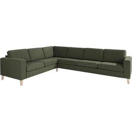 ATLANTIC HOME COLLECTION Ecksofa »Terra L-Form« mit Wellenunterfederung, langer Schenkel links oder rechts montierbar dunkelgrün