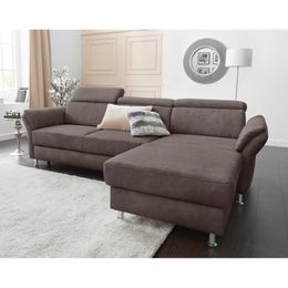 Sit & More SIT&MORE Ecksofa »Avignon L-Form« Kopfteilverstellung, wahlweise mit Bettfunktion und Bettkasten braun