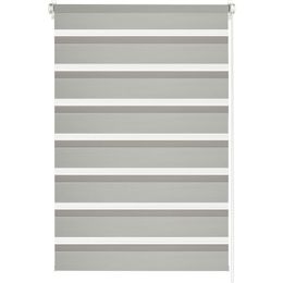 Gardinia Doppelrollo &raquo;Easyfix&laquo; halbtransparent Sichtschutz mit Bohren/ohne Bohren freih&auml;ngend segmentweise gewebter Stoff hellgrau Obermaterial:...