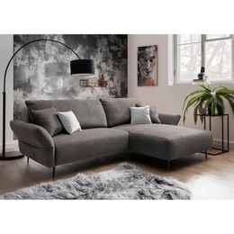 Inosign Ecksofa »Amarena L-Form« inklusive Armlehnenverstellfunktion, 4x Zierkissen gratis grau-braun