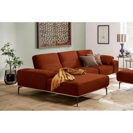 W.Schillig Ecksofa &raquo;run, Designsofa mit tollem Sitzkomfort, L-Form&laquo; mit Holzsockel, F&uuml;&szlig;e in Bronze pulverbeschichtet, Breite 299 cm orange Longlife 