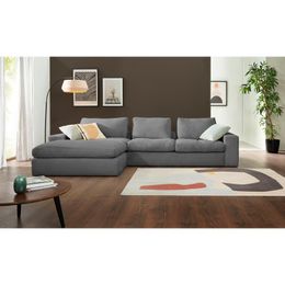 Alina Ecksofa »Sandy« mit Recamiere, in modernem Cordstoff dunkelgrau GCT 79