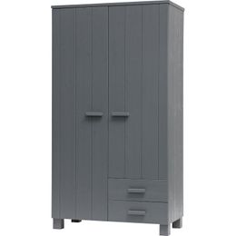 Woood Garderobenschrank &raquo;Dennis&laquo; mit Kleiderstange, viel Stauraum, B 111 cm x H 202 cm grau Holzwerkstoff